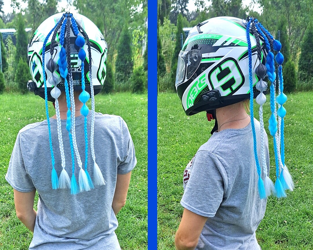 Motorcycle Helmet Bubble Braids / Lady Rider / Biker Braids / Handmade ...