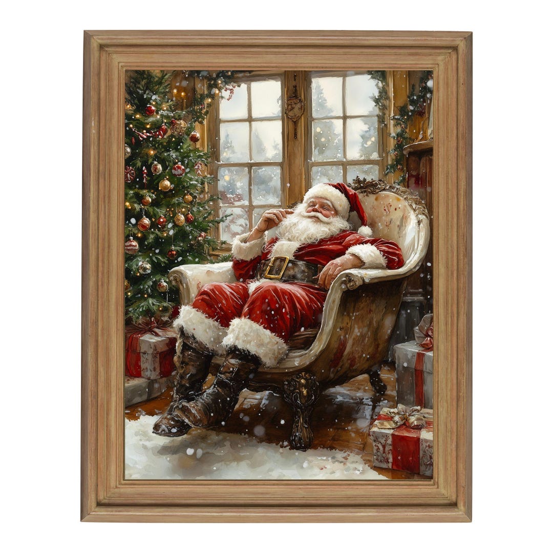 Vintage Santa Claus Wall Art Digital Download, Cozy Christmas Living ...