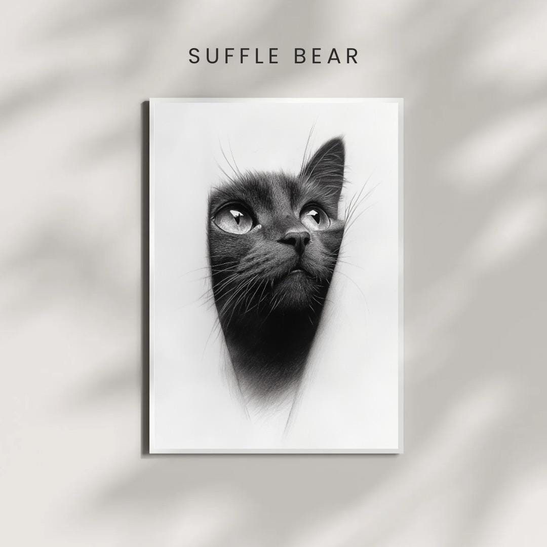 Black Cat Pencil Drawing | Digital Download | Detailed Cat Illustration ...
