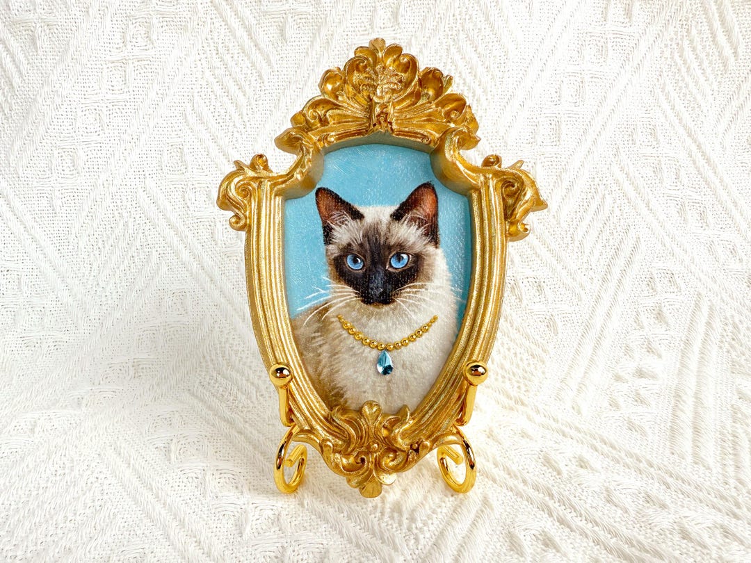 Jeweled Pet Portrait, Hand-painted Dog or Cat Art With Real Gem ...