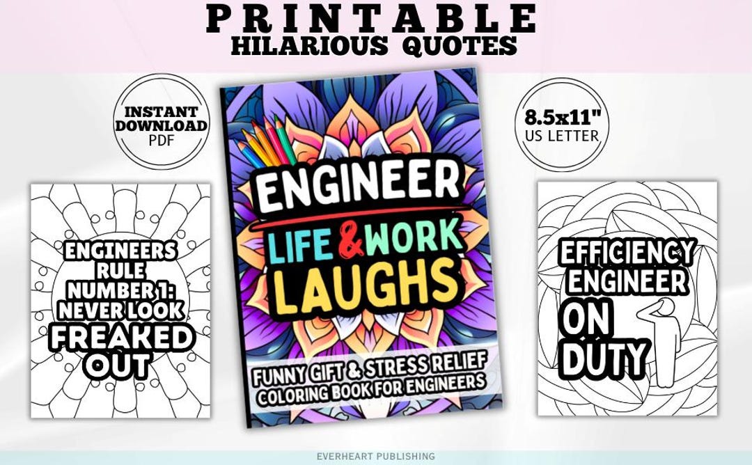 Engineer Life Laughs Funny Gift Coloring Book Engineers Stress-relief ...