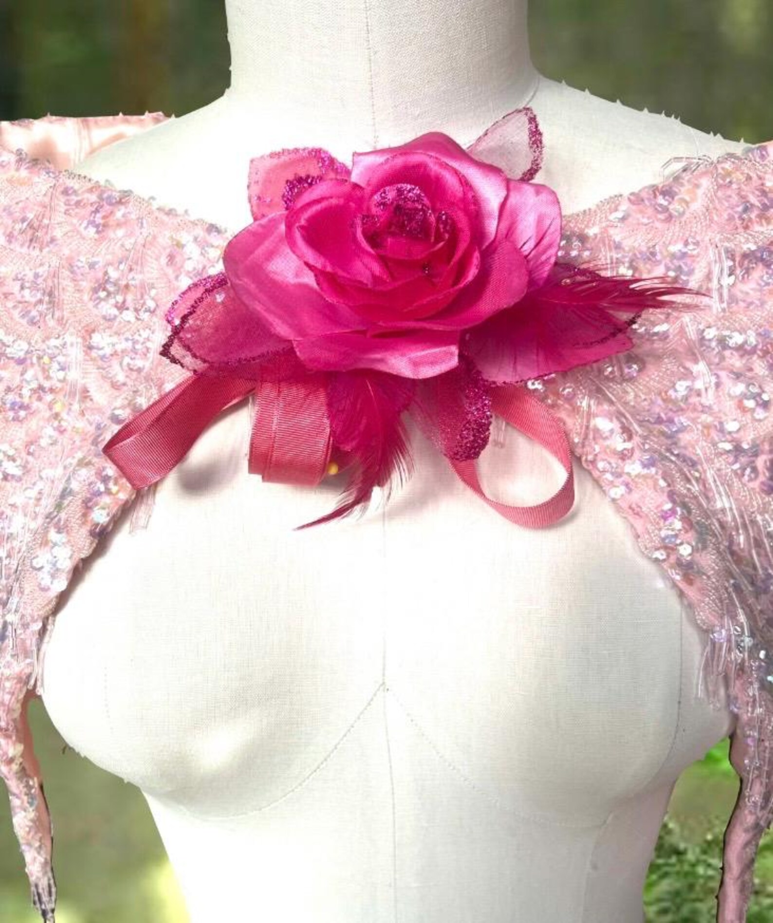 Beaded Pink Capelet: OOAK Boho Art-to-wear Wrap With Silk Flower - Etsy