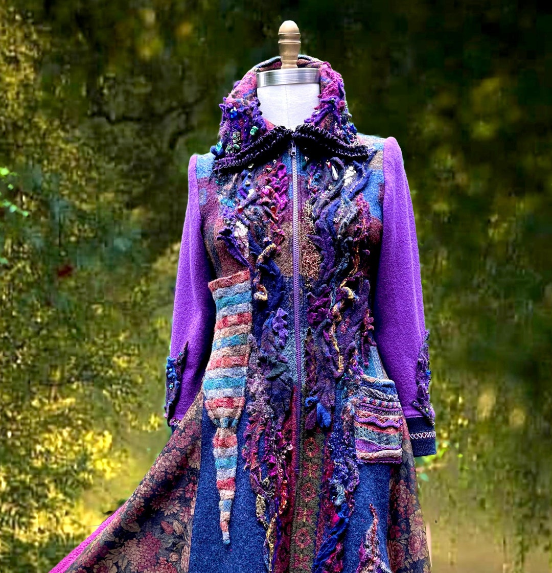 Wearable Art Boho Fantasy Sweater Coat Artisan Made Altered Couture ...