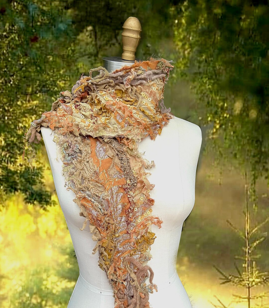 Long Wool Boho Fantasy Amber Studios Scarf Art to Wear OOAK Unique ...