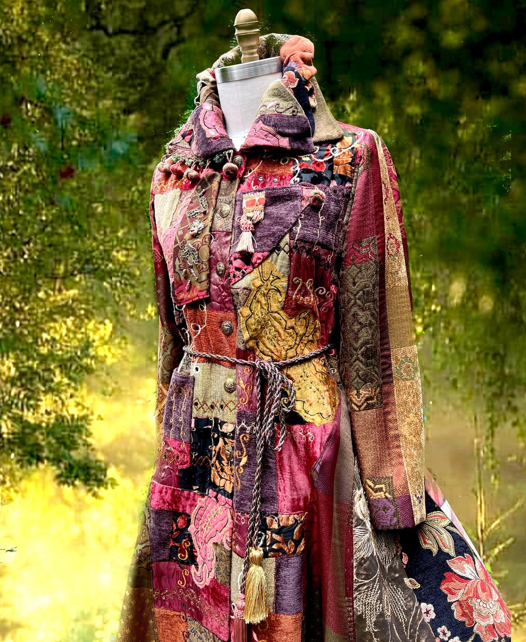 Amber Studios Patchwork COAT, Boho Fantasy Colorful Clothing, Long ...