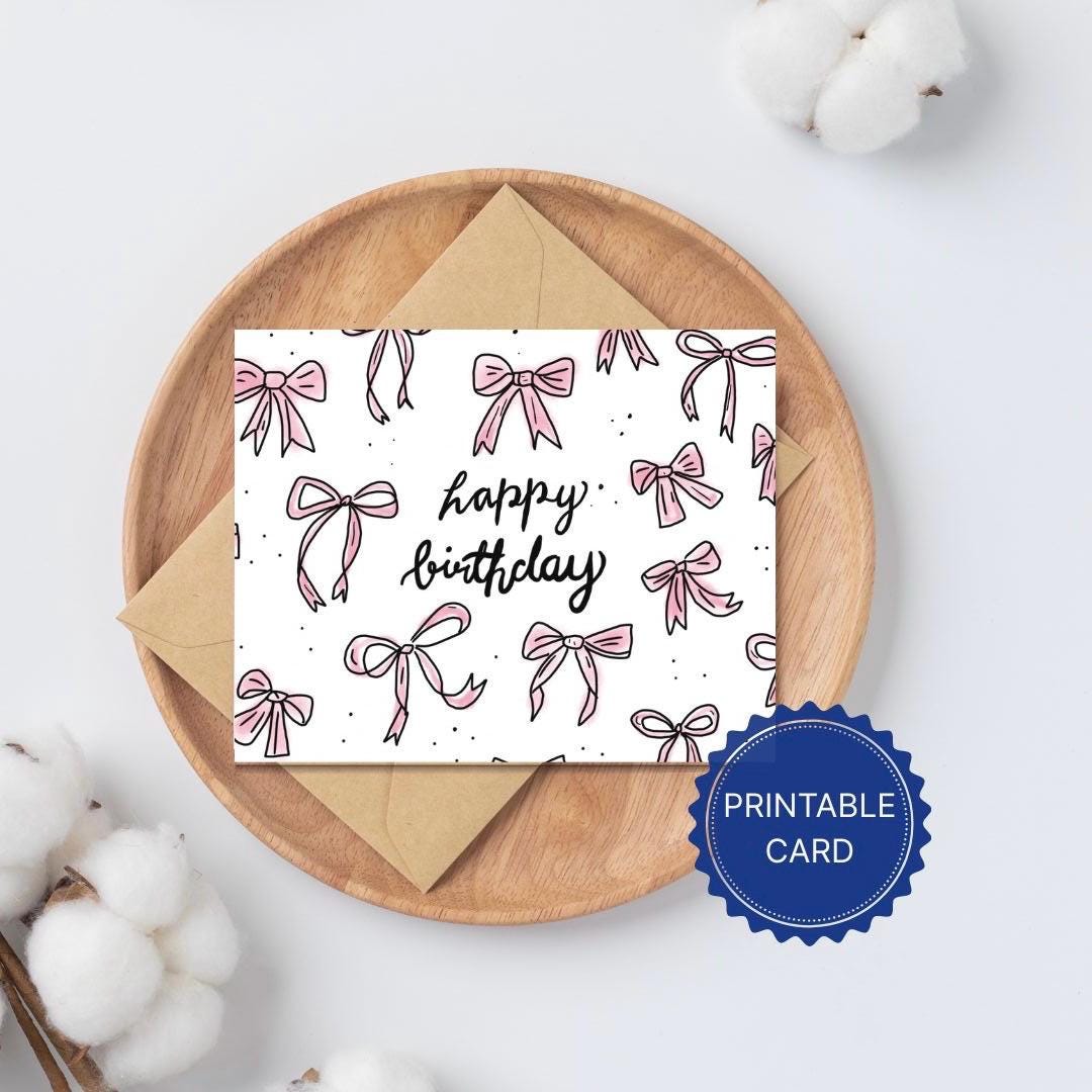 Downloadable Pink Girls Birthday Card Coquette Card Printable at Home ...
