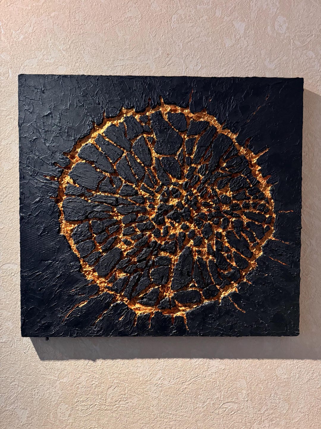 Picture With Black Lava Structure and Gold. Lava Look, Lava Stone ...