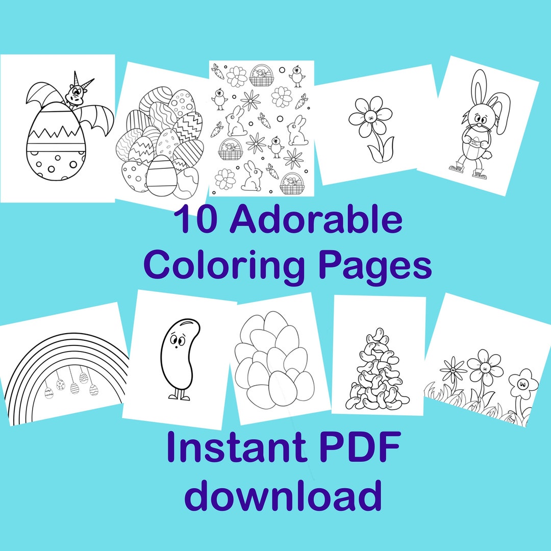 Easter Spring Coloring Pages - Instant PDF Download- Easter Printable ...