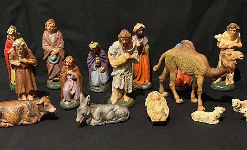 Vintage MAROLIN Paper Mache NATIVITY Set in Original Box, Germany - Etsy