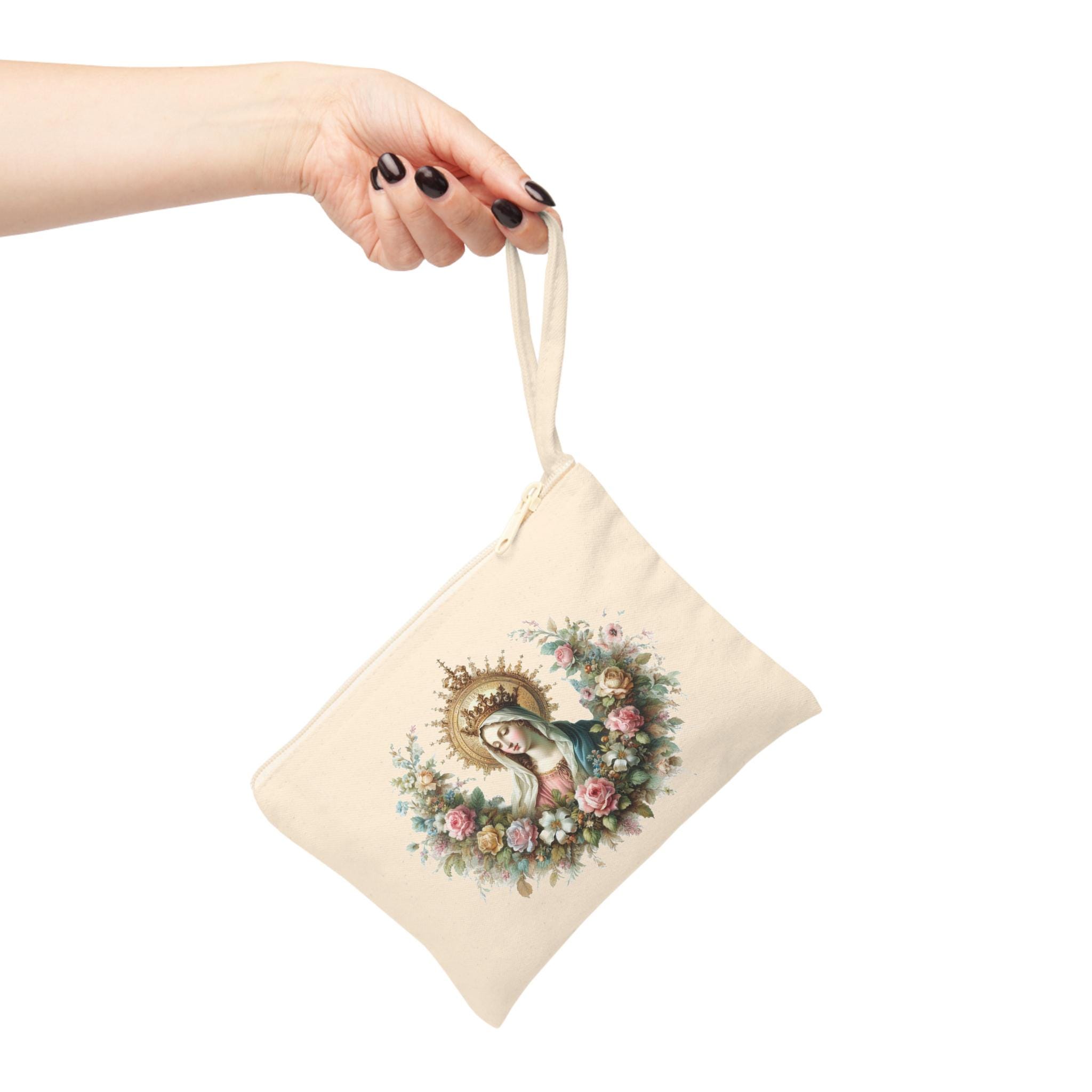Virgin Mary Zipper Pouch, Virgin Mary Rosary Bag, Rosary Case, Mini ...