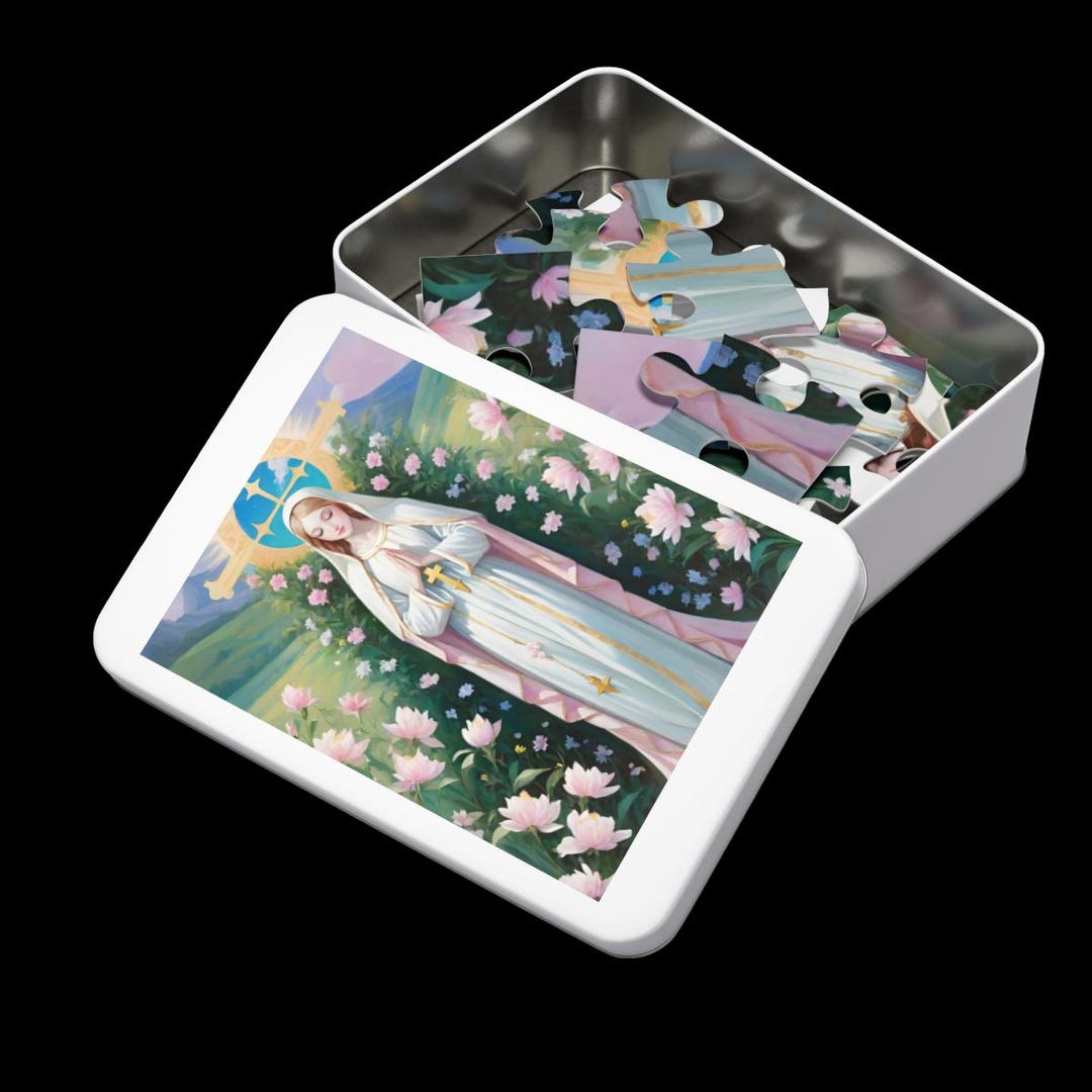Virgin Mary Floral Jigsaw Puzzle With Keepsake Tin, (30, 110, 252, 500 ...