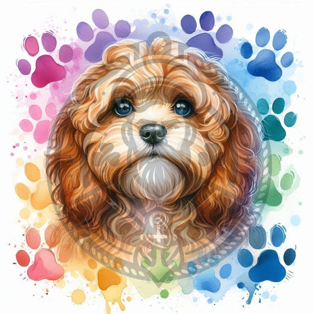 Golden Cavapoo Dog Clip Art Design Paw Print Digital Download PNG File ...
