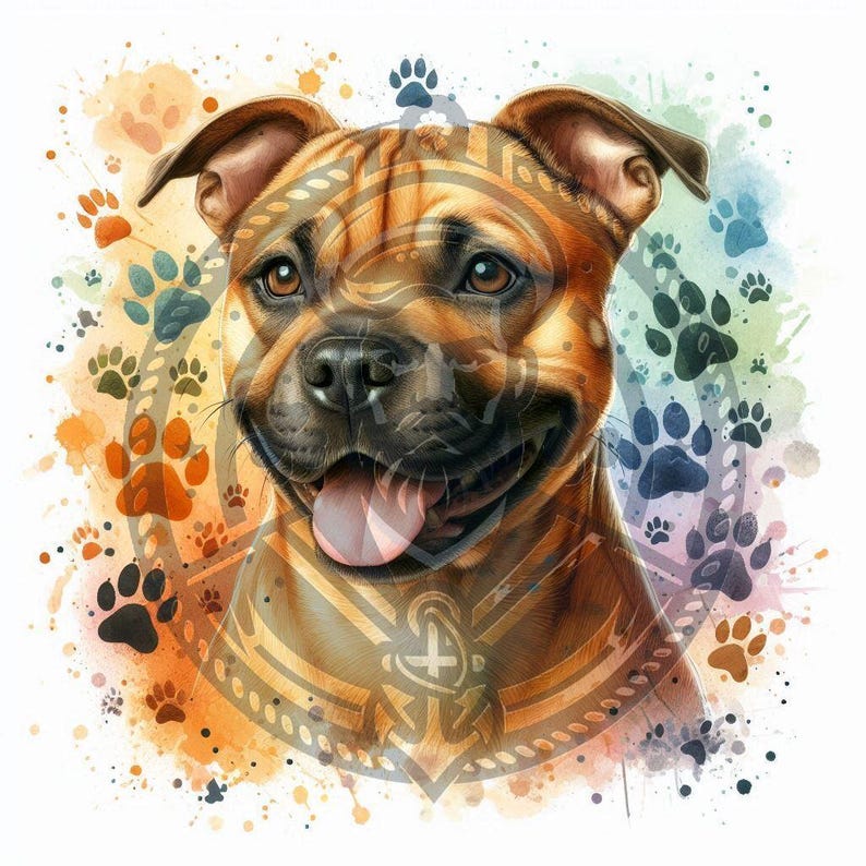 Set of 5 Staffordshire Bull Terrier Staffy Dog Design 20 Oz Skinny ...
