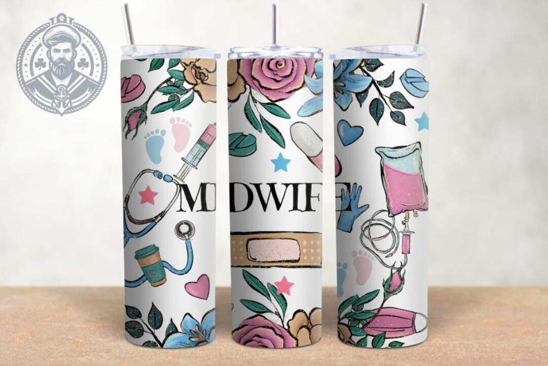 Midwife Design, Occupation, Midwifery Gift, 20 Oz Skinny Tumbler Wrap ...