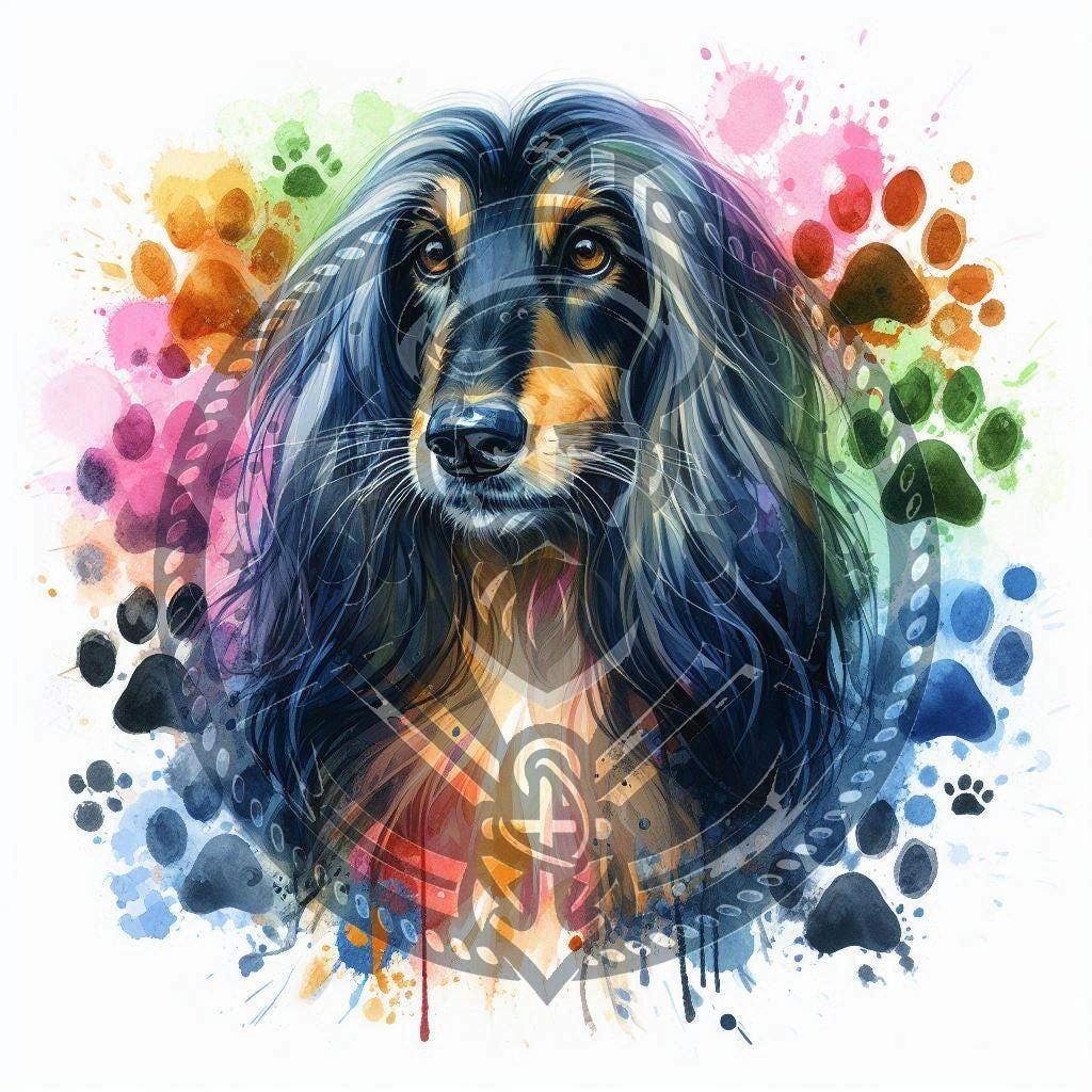 Afghan Hound Dog Breed Design, Paw Prints 20 Oz Skinny Tumbler Wrap ...