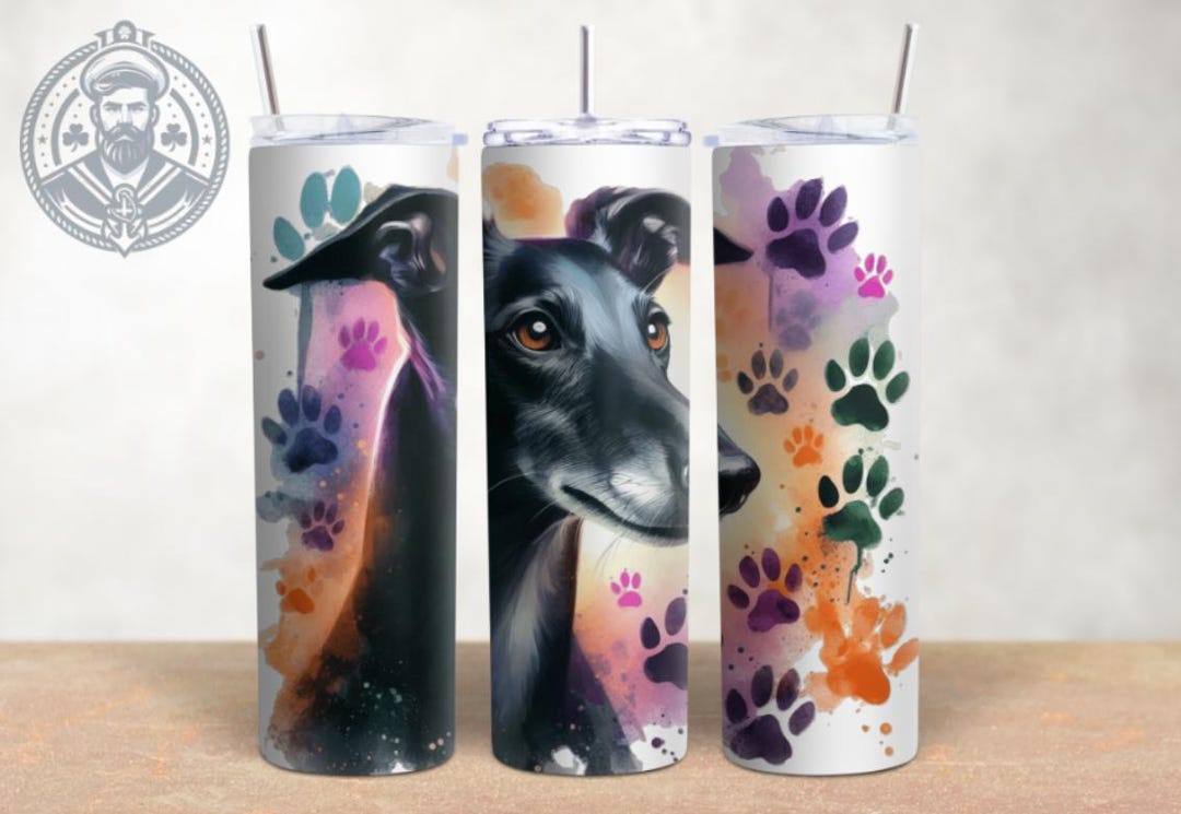Black Greyhound Racing Dog Breed Design, 20 Oz Skinny Tumbler Wrap ...