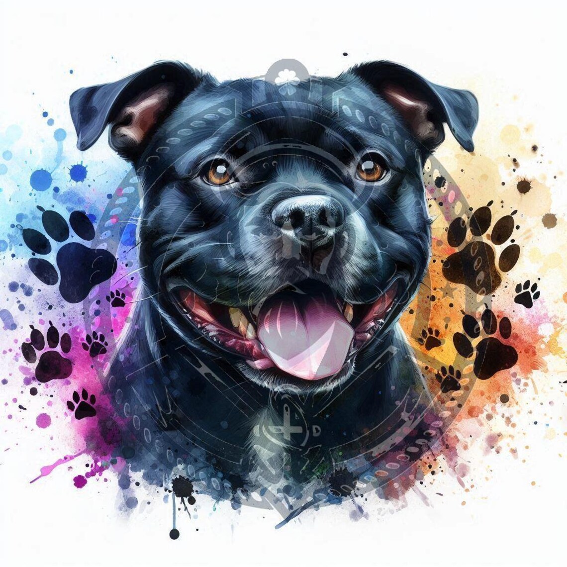 Set of 5 Staffordshire Bull Terrier Staffy Dog Design 20 Oz Skinny ...
