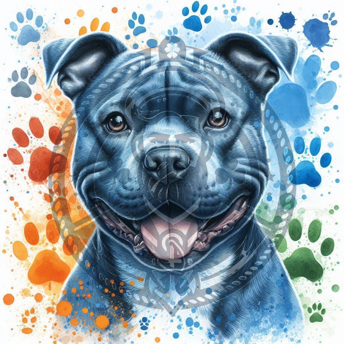 Set of 5 Staffordshire Bull Terrier Staffy Dog Design 20 Oz Skinny ...