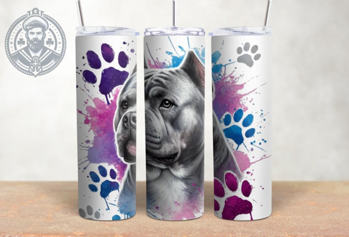 Blue American Bully, XL Bully Dog Breed Design, 20 Oz Skinny Tumbler ...