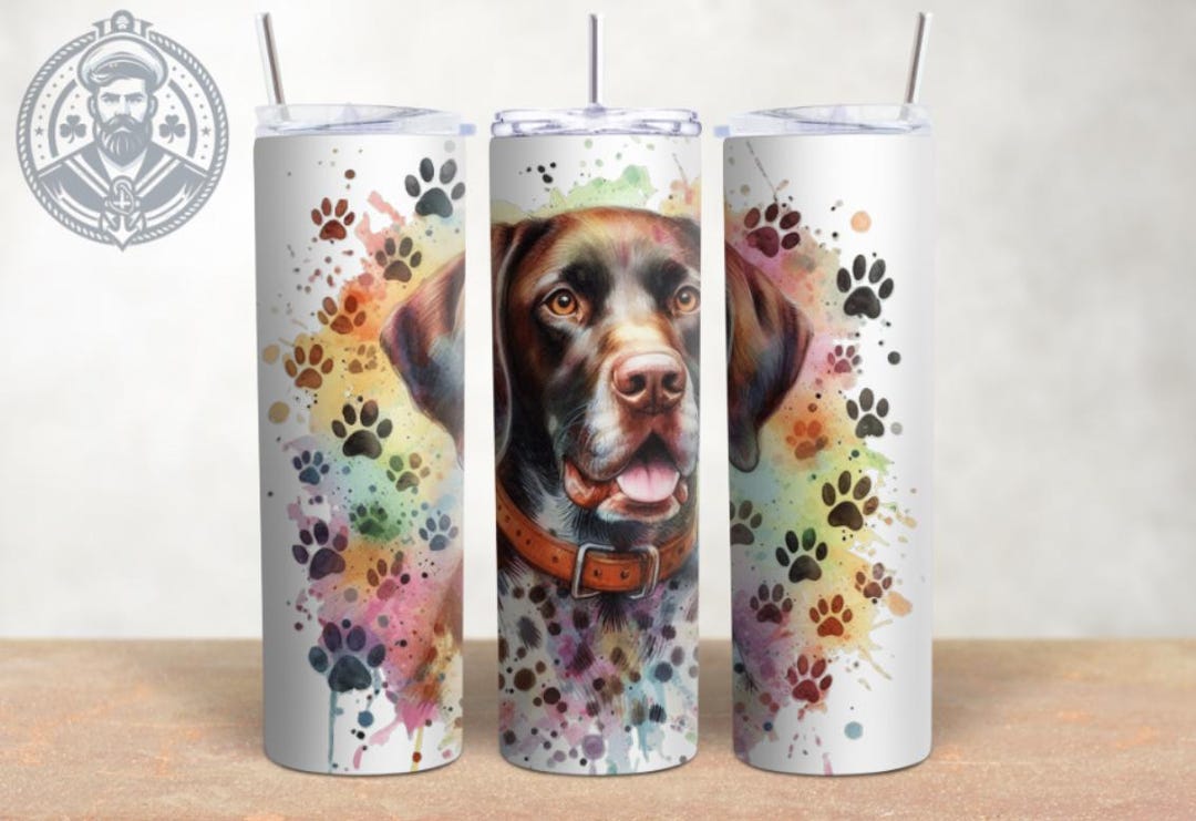 Pointer Dog Breed Design, 20 Oz Skinny Tumbler Wrap, Watercolour ...