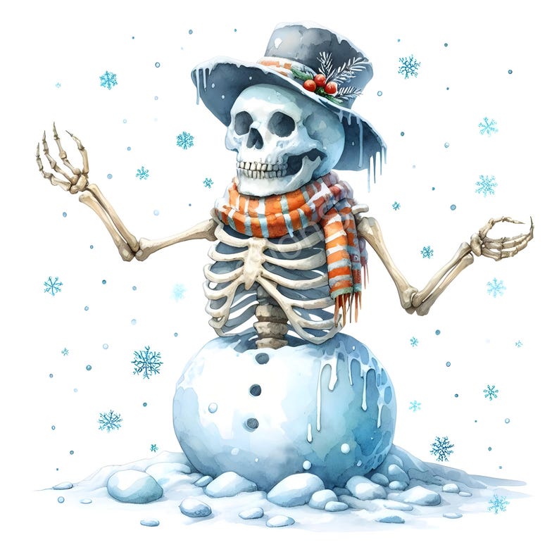 Set of 5 Snowman Skeleton Designs, Skeleton, Sublimation Design, PNG ...