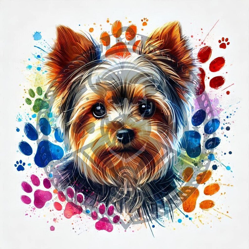 Yorkshire Terrier Dog Breed Design, Yorkie Paw Prints 20 Oz Skinny ...