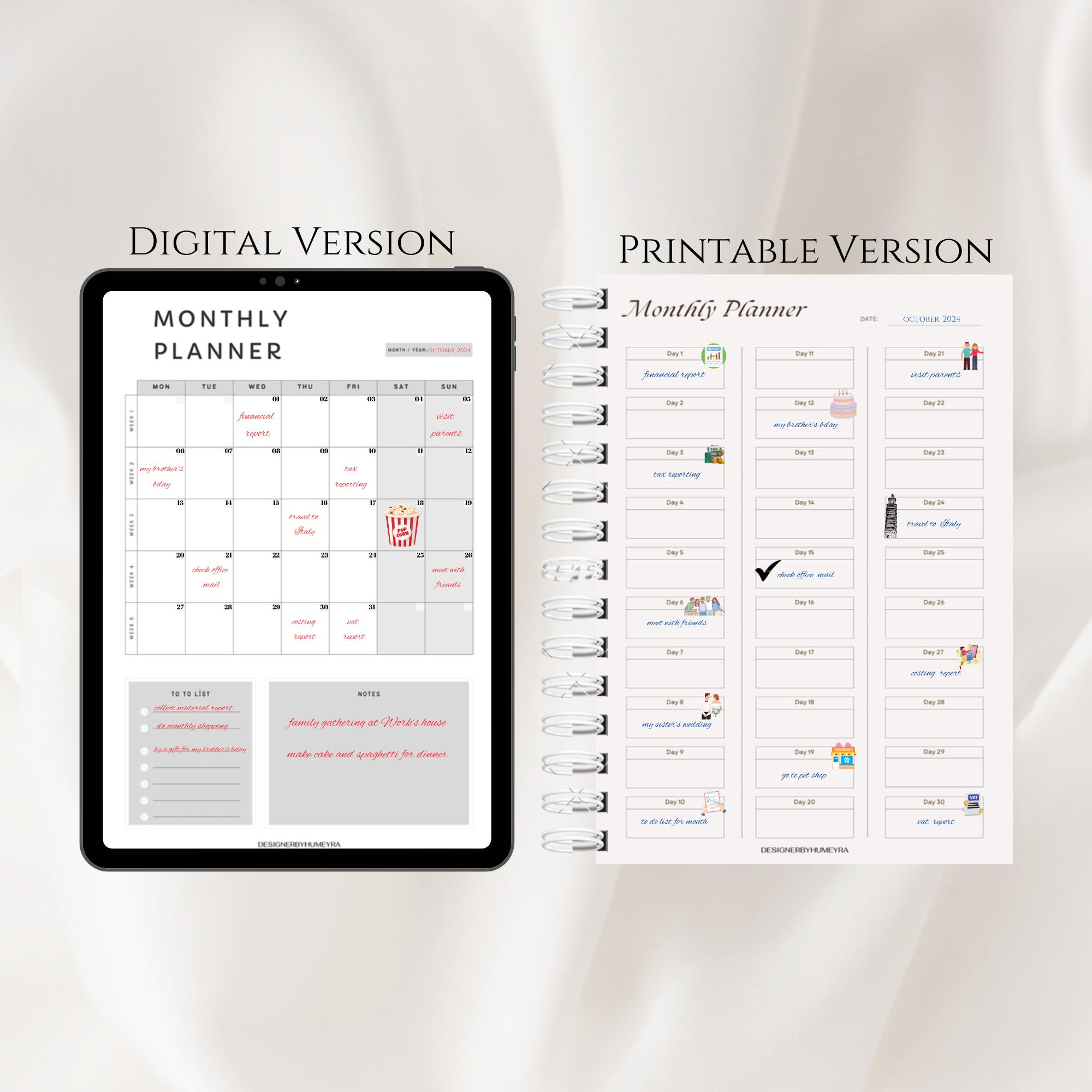 Monthly Planners - Organized Calendar, Planning Tools & Goal Setting ...