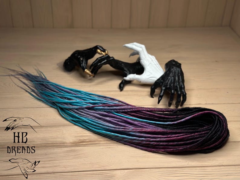 Thin Twisted Synthetic Dreads: Black, Magenta, Blue, Purple, Gray Hair ...