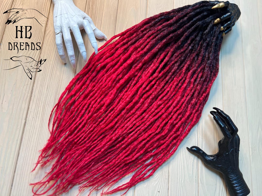 Black Red Crochet Synthetic Dreads - Hair Extensions, Dreadlocks for ...