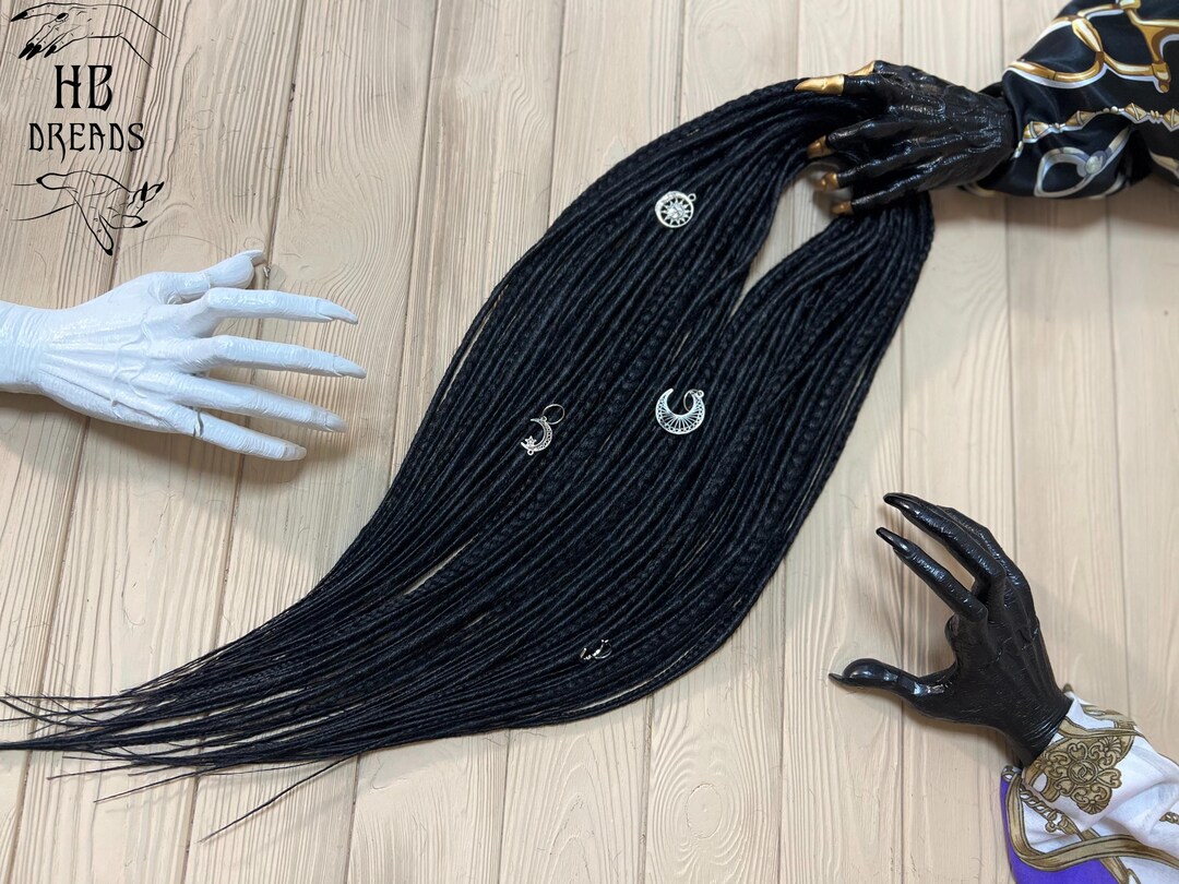 Gothic Black Synthetic Dreadlocks Set - Soft DE and SE Dreads for ...