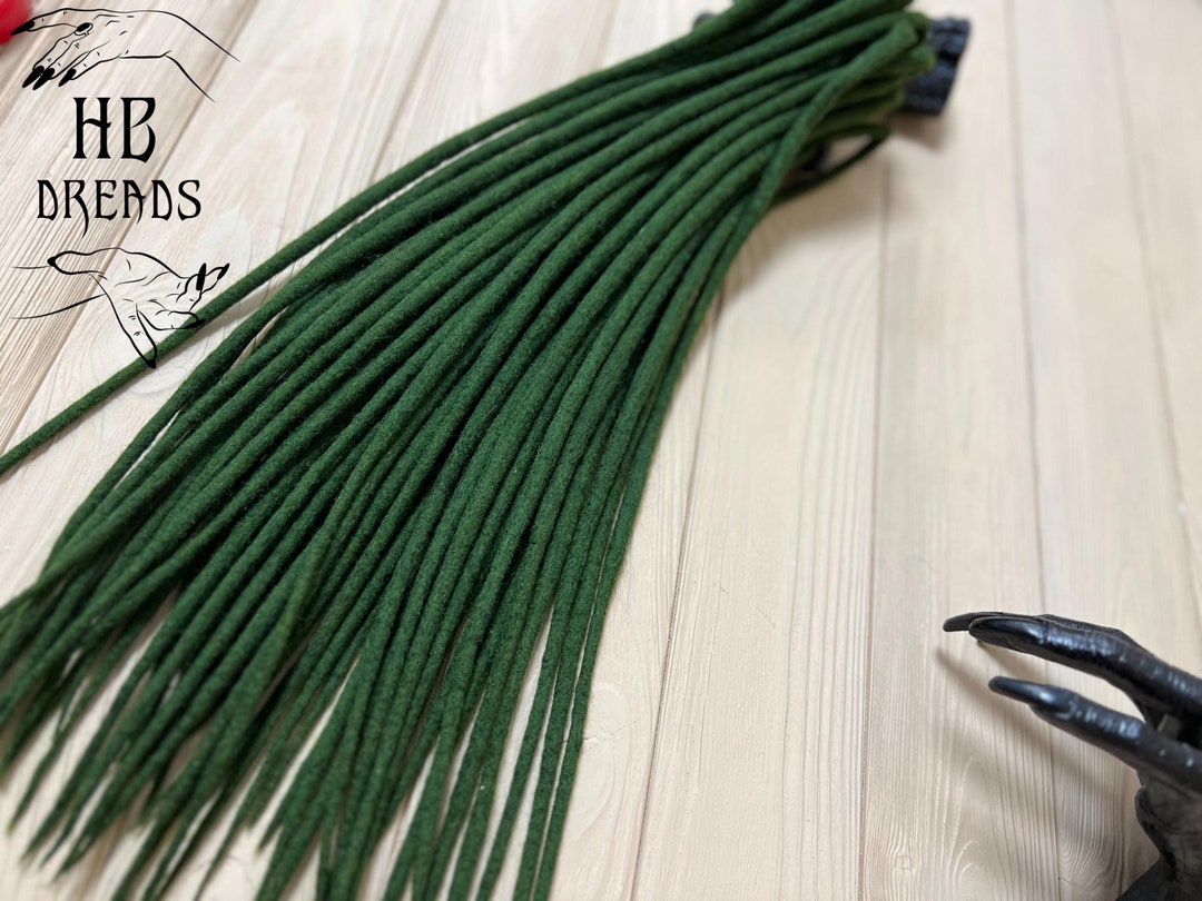 Set of Wool Handmade Olive Green Dreadlock Extensions DE SE Full Set - Etsy