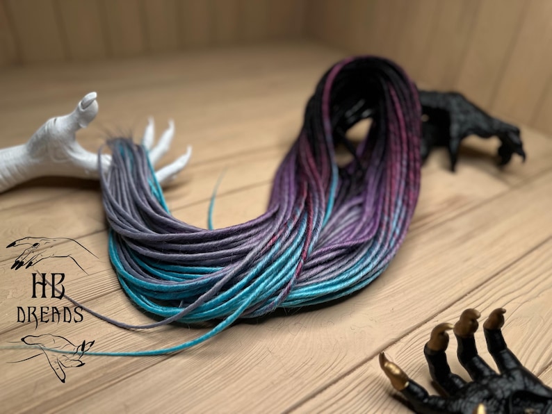 Thin Twisted Synthetic Dreads: Black, Magenta, Blue, Purple, Gray Hair ...