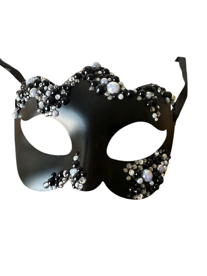 Black and Grey Pearl Crown Masquerade Mask - Etsy