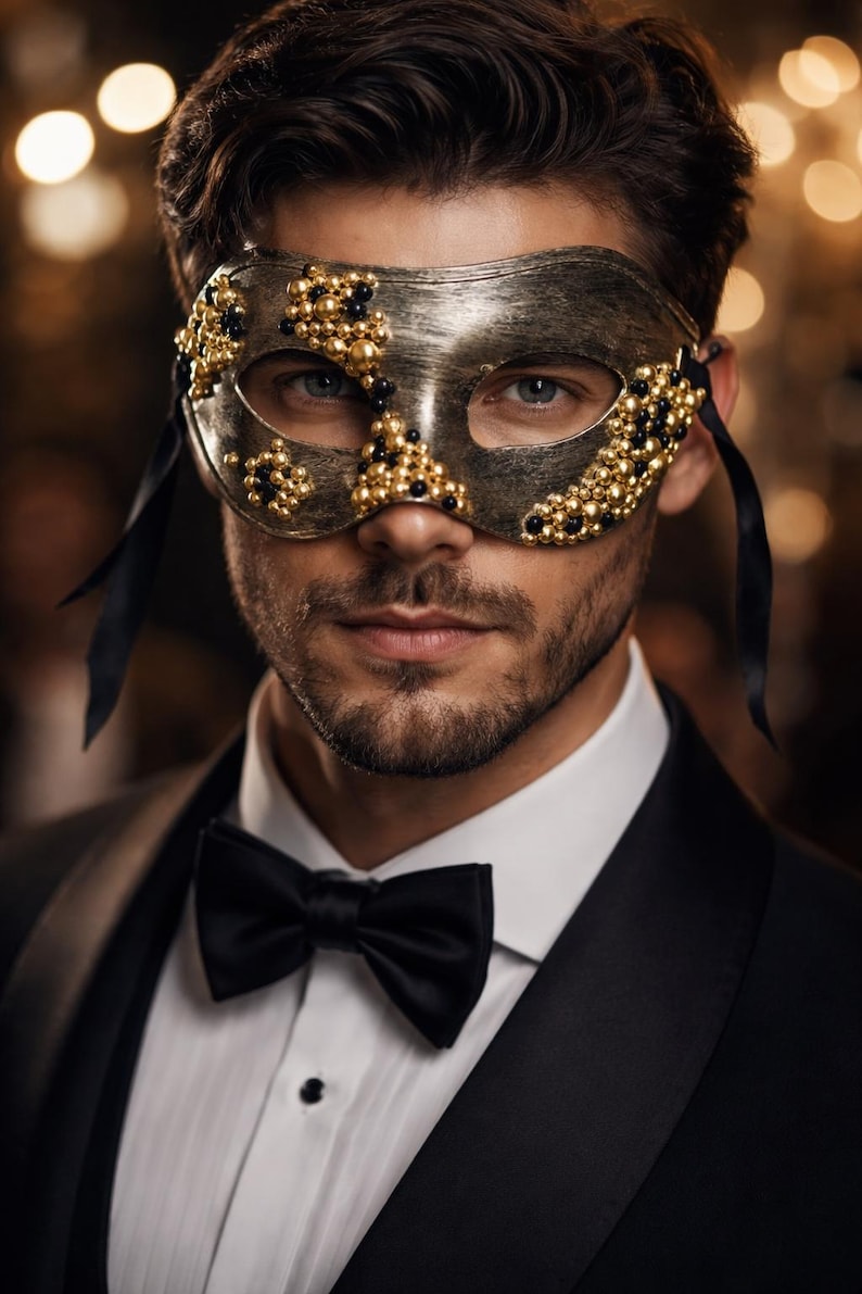 Gold and Black Pearl Masquerade Mask - Etsy