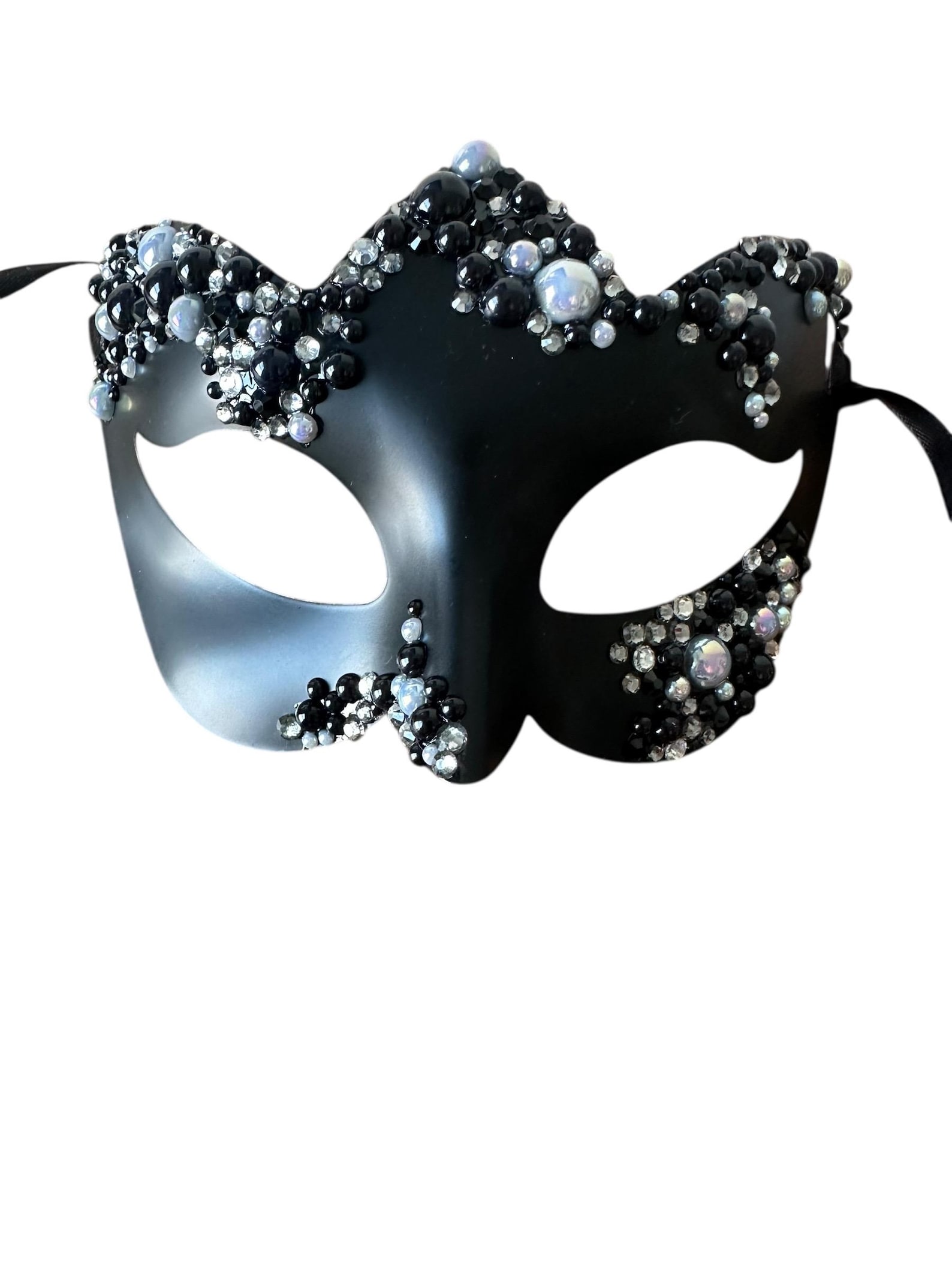 Black and Grey Pearl Crown Masquerade Mask - Etsy