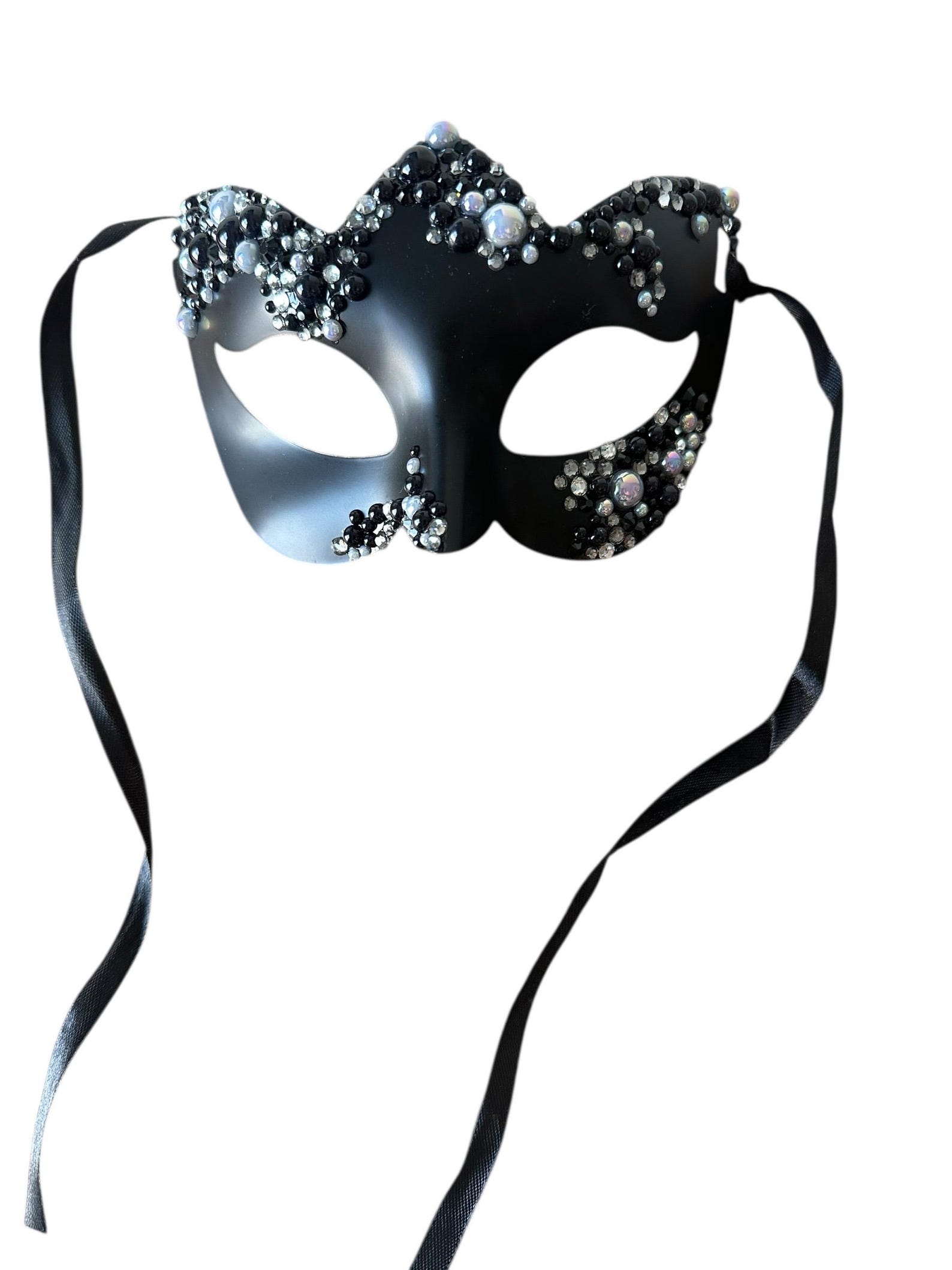 Black and Grey Pearl Crown Masquerade Mask - Etsy