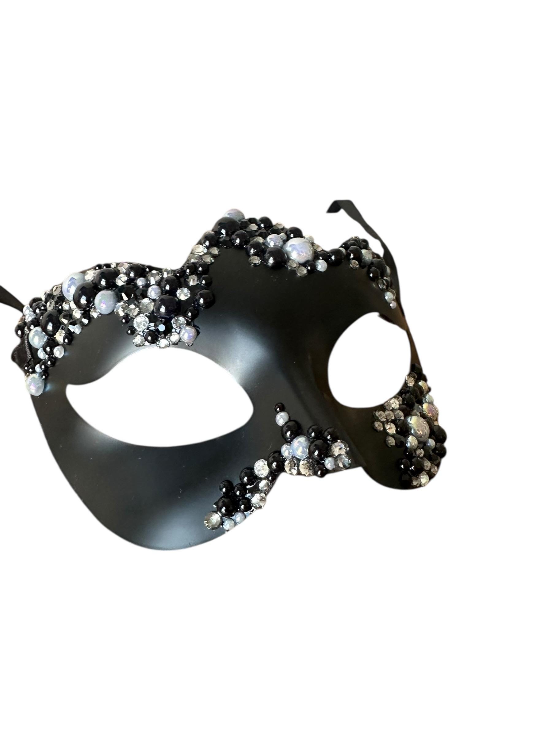 Black and Grey Pearl Crown Masquerade Mask - Etsy