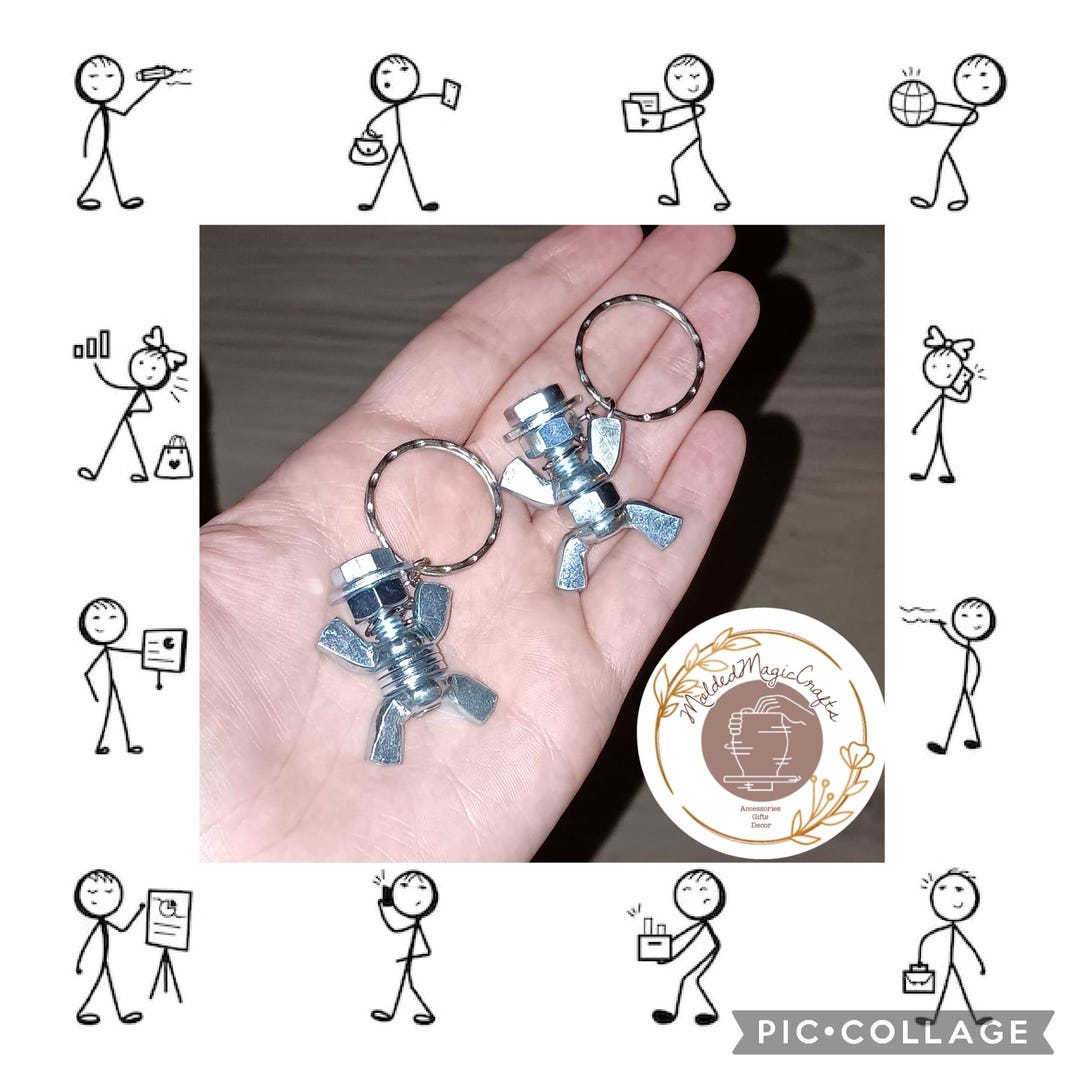 Nut and Bolt Keychain | Bolt & Nut Keyring | Metal Art Keychain | Steel ...