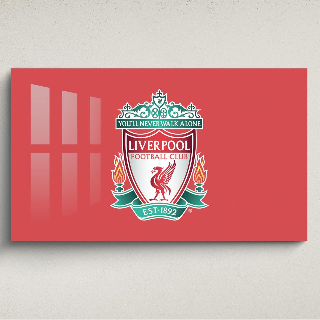 Liverpool FC Acrylic Wall Art Highlighted Full Colour Crest on Brand ...