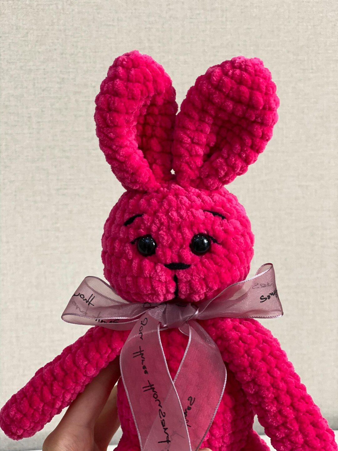 Bright Pink Crochet Bunny - Etsy