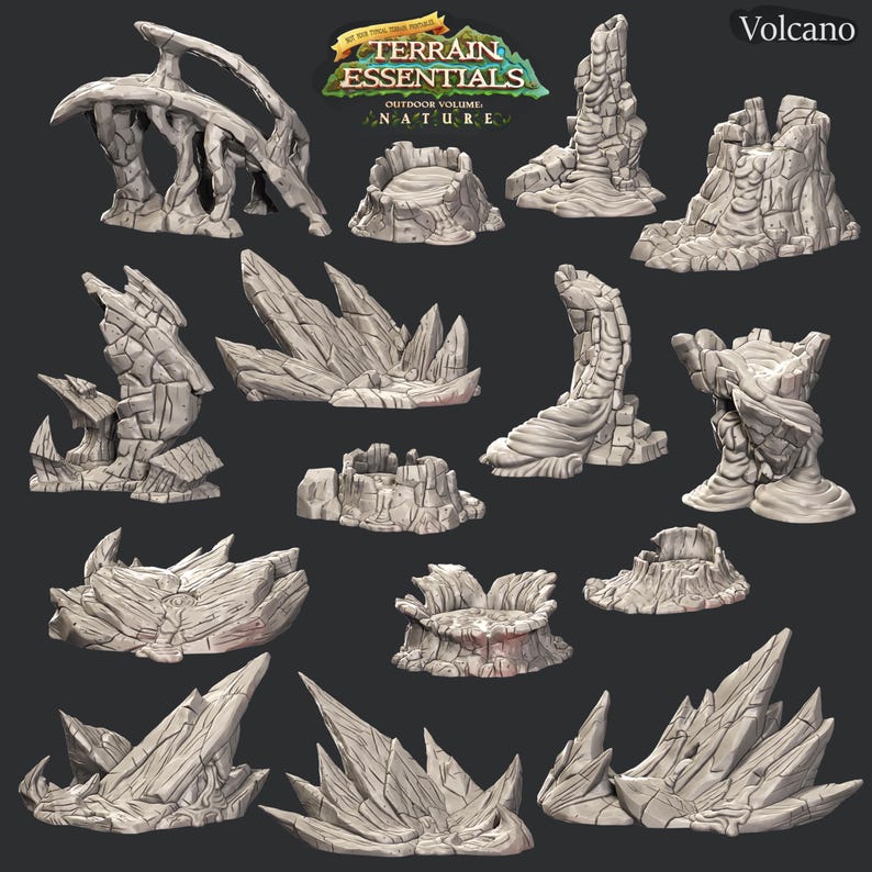 Volcano Terrain Set D&D STL Terrain Dnd 3D Printable Terrain 3D Modular ...