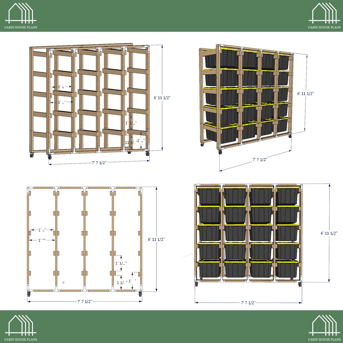 27 Gallon Tote Storage Rack Plans for 20 Bins (4x5), DIY Tote Rack ...