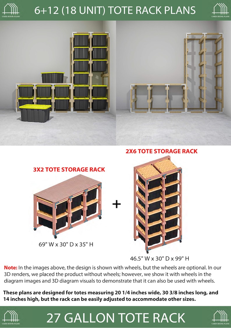 18-unit 27 Gallon Tote Rack Plans, DIY Garage Storage (digital Download ...