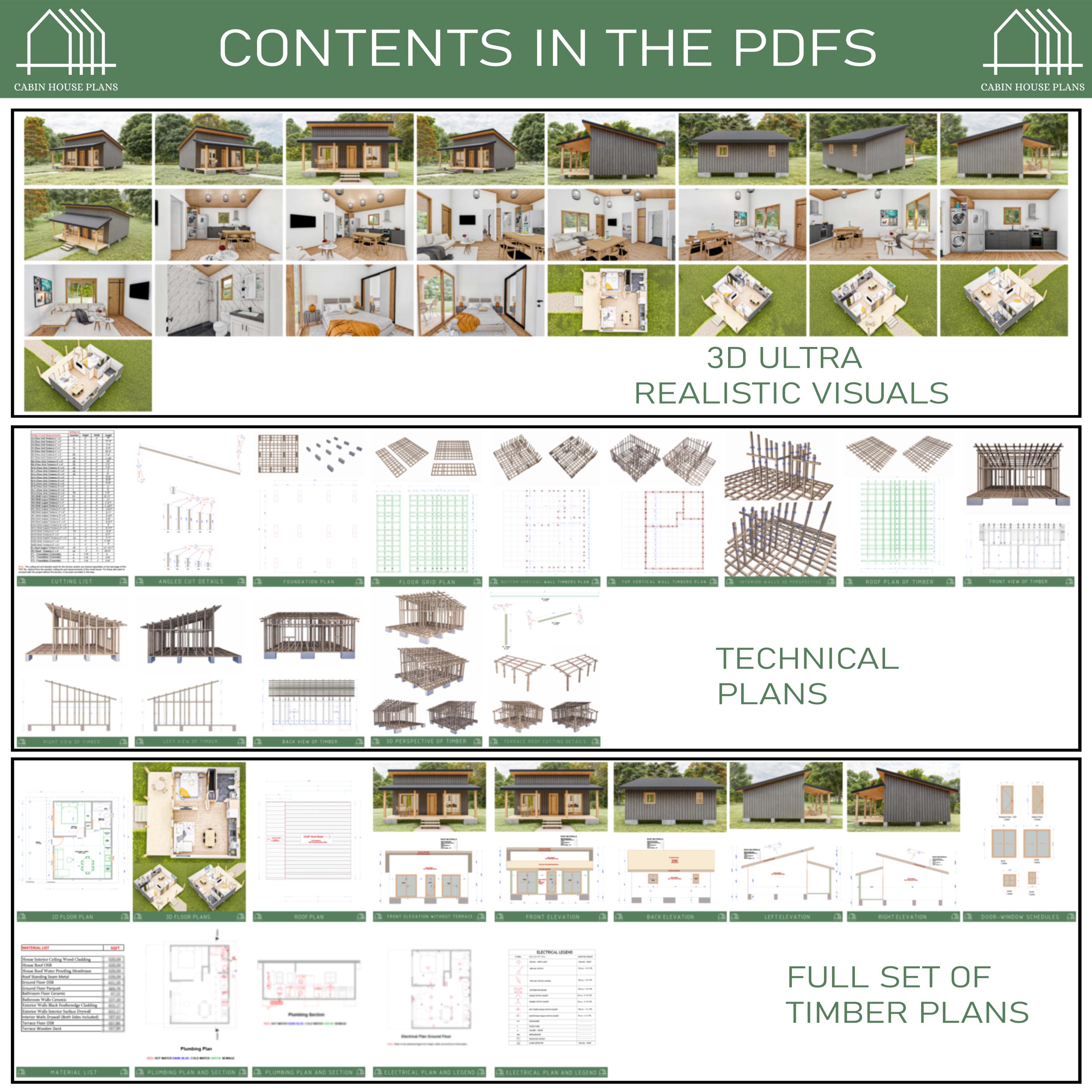 18x25 Cabin House Plans, 450 SF Small Cottage (digital Download) - Etsy