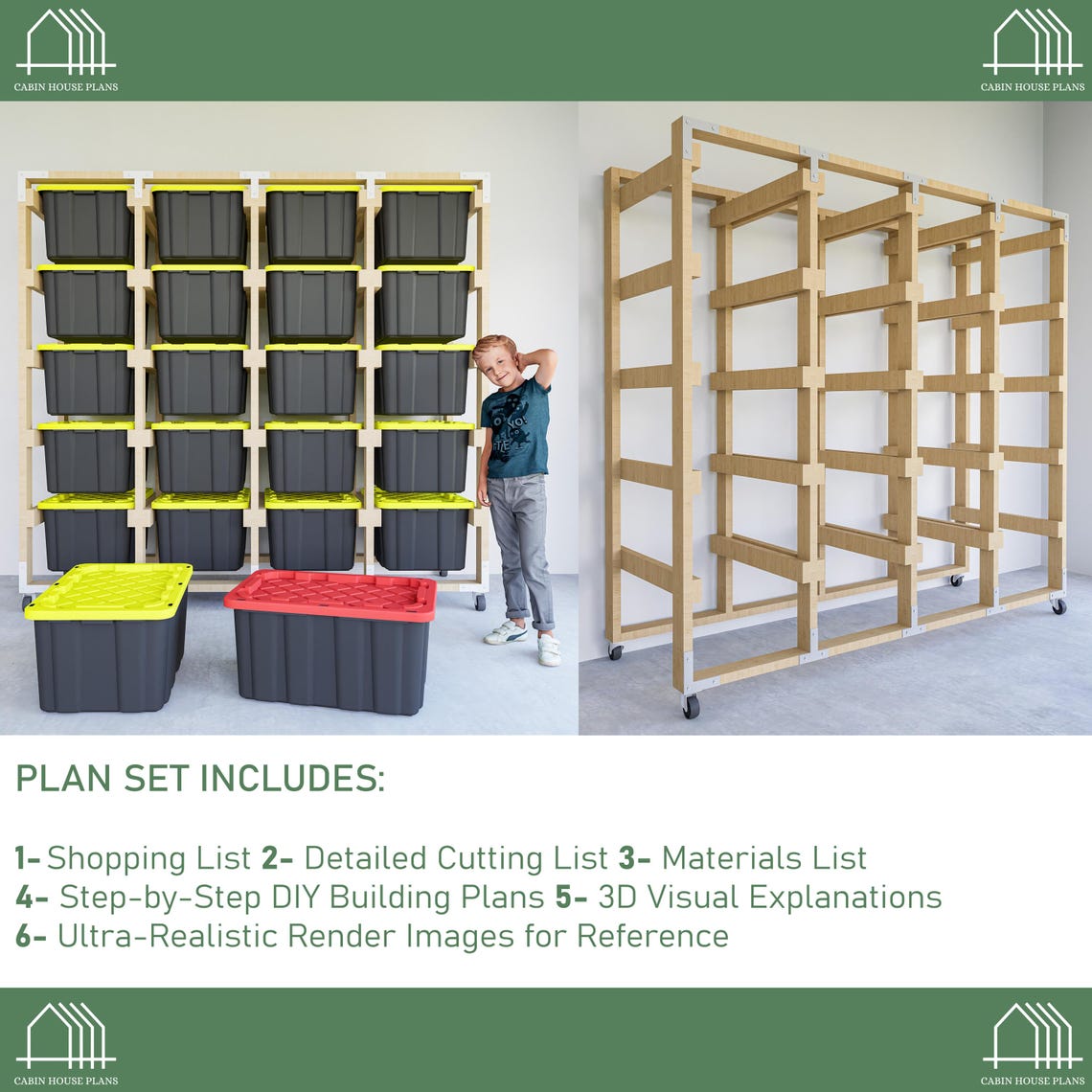 27 Gallon Tote Storage Rack Plans for 20 Bins (4x5), DIY Tote Rack ...