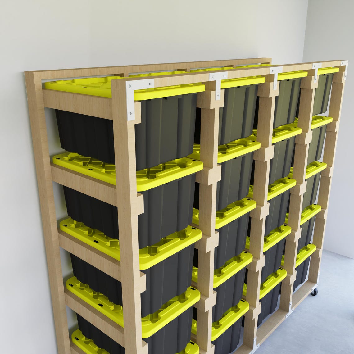 27 Gallon Tote Storage Rack Plans for 20 Bins (4x5), DIY Tote Rack ...