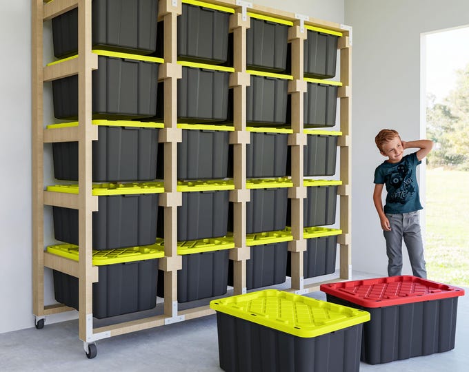 Ultimate 27-gallon Tote Storage Rack Plans | Garage Shelves Plans (4x5 ...