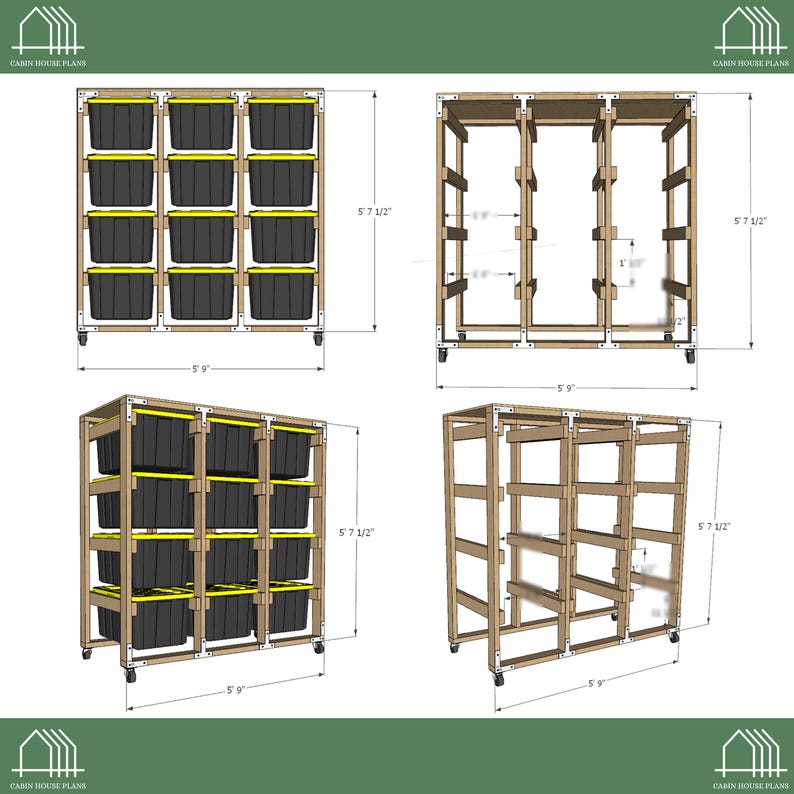 DIY 27 Gallon Tote Rack Plans – 3x4 Garage Storage Shelf (digital ...