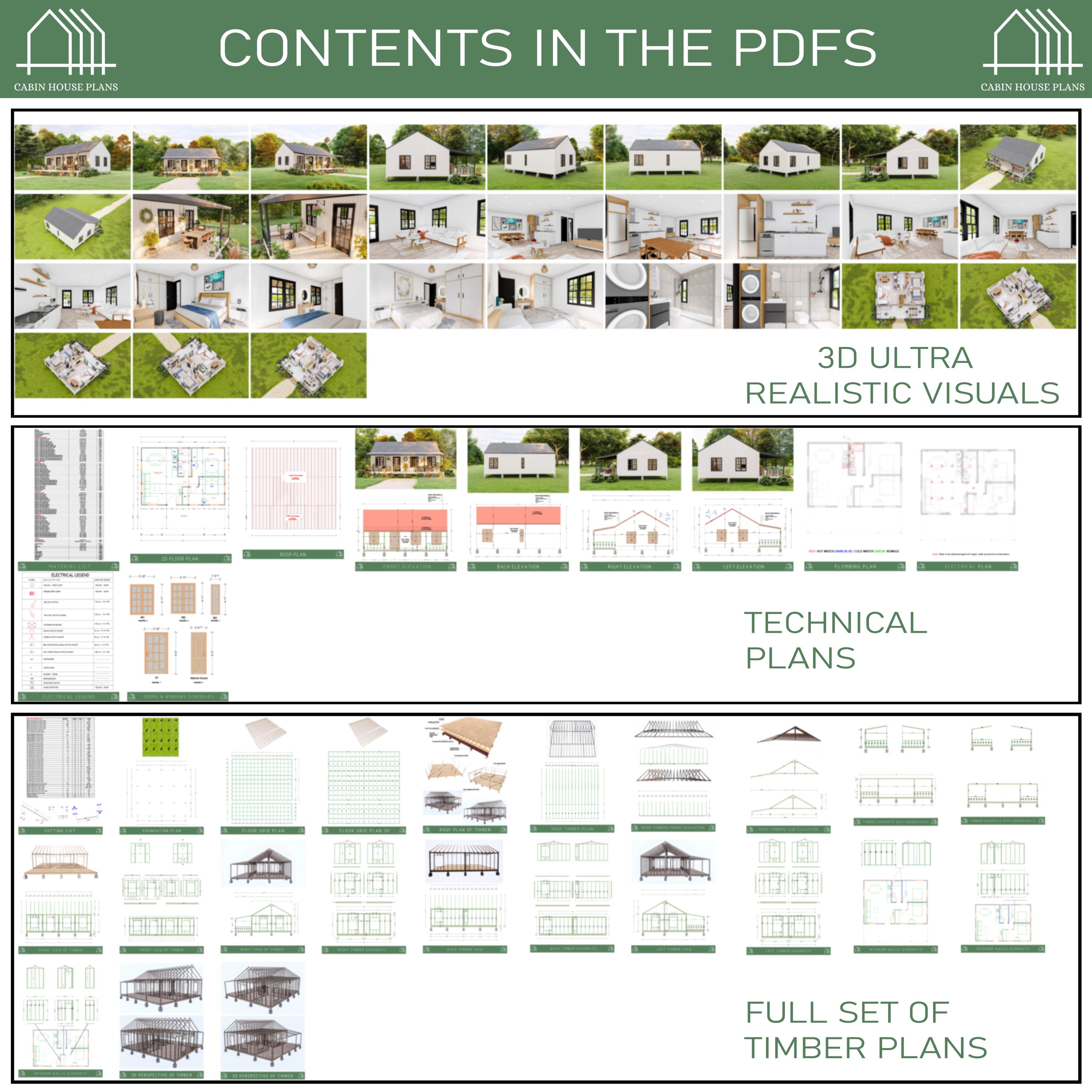 22 X 32 Barndominium Plans, 700 SQFT Farmhouse Cabin Blueprints, Tiny ...
