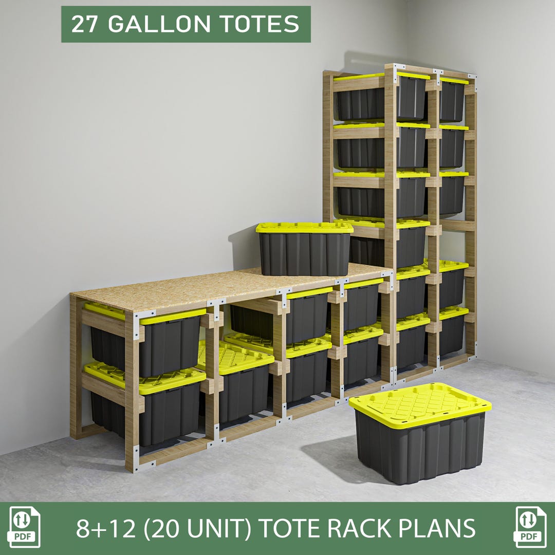 DIY 27 Gallon Tote Rack Plans, 8+12 (20 Bins) (digital Download) - Etsy